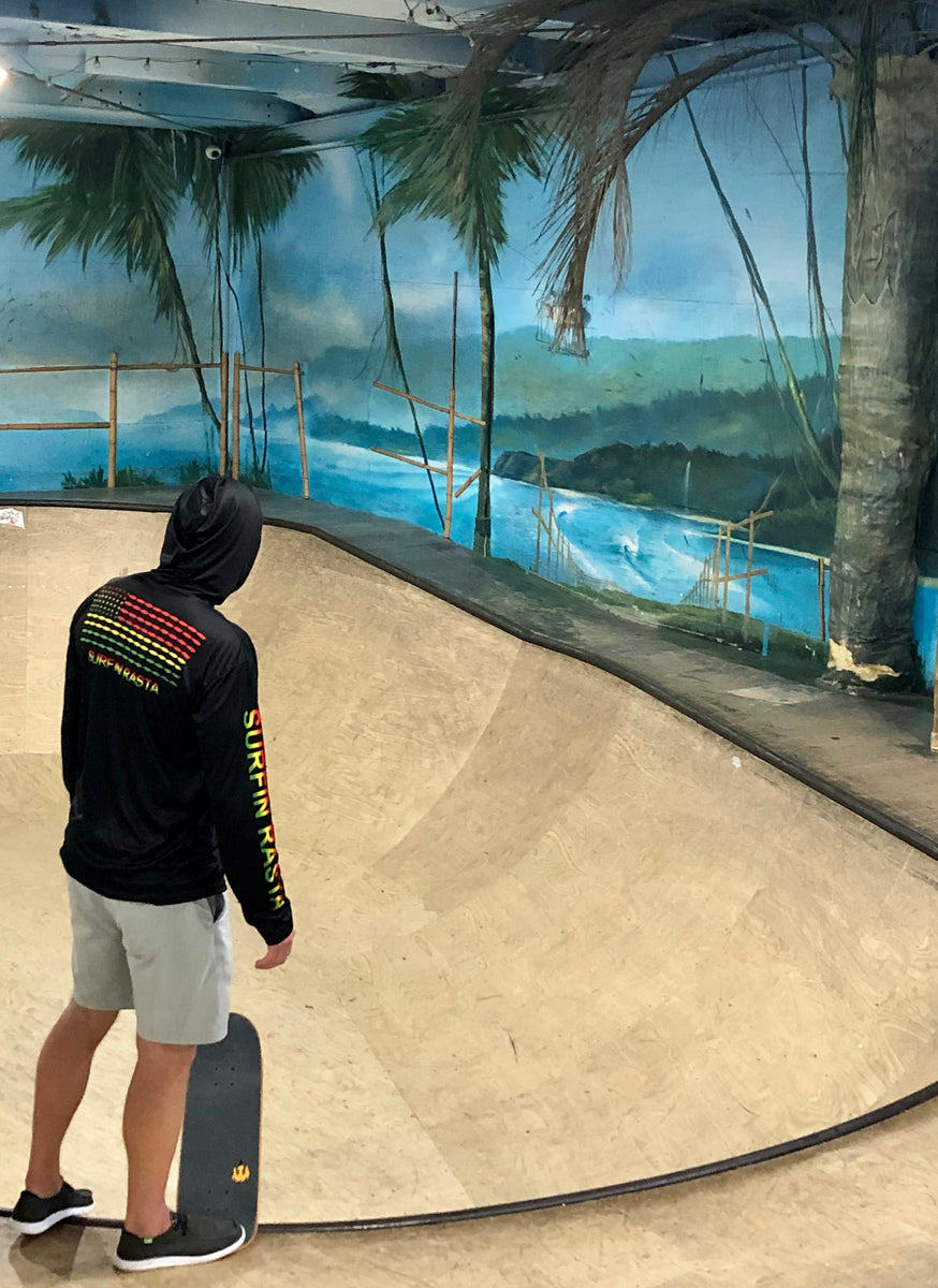 Surfin Rasta Long Sleeve Hooded Performance Shirt - Black – Fishin Rasta